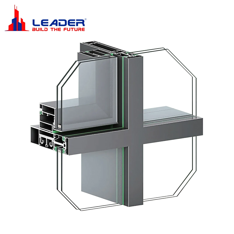 Double layer glass frameless aluminum glass curtain wall
